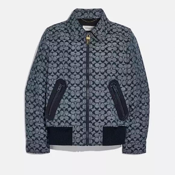 Coach | Jackets & Coats | Coach Chambray Signature Blouson Jacket ...
